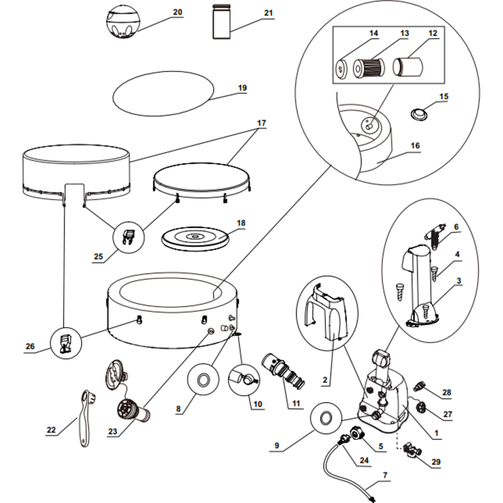 Intex Ersatzteile Whirlpool Pure-Spa Bubble - klein - pools.shop