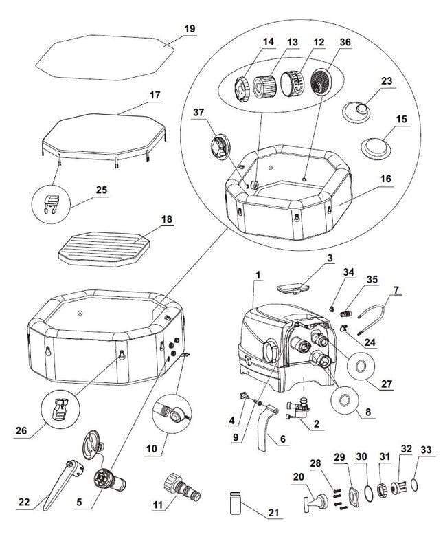 Spare Parts Intex Whirlpool Pure-Spa Bubble & Jet - Small Ø 201 x 71 cm ...